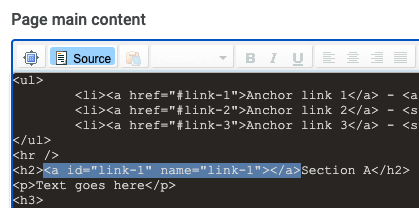 How to add Anchor tags