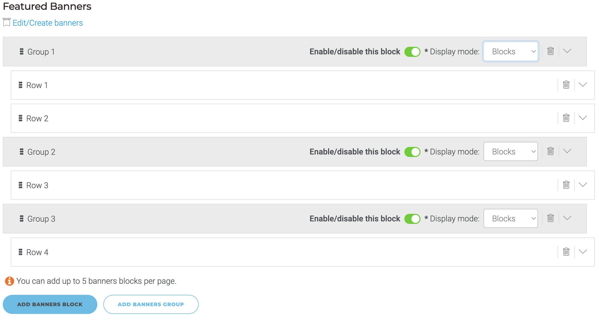 Grouped Featured Banners