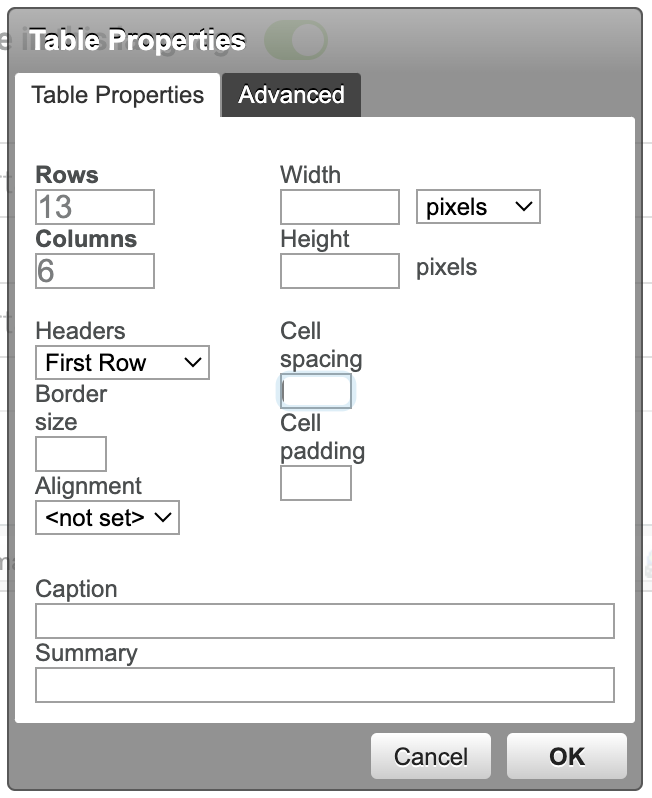 How do I add a table to my content?